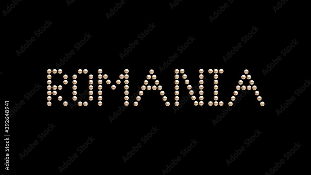 Romania Country name Text sign title Loop animation bulbs LED pixels ...
