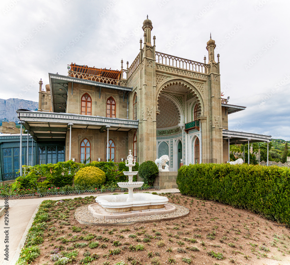 Alupka, Crimea - July 12, 2019: Vorontsov Palace in Crimea. Vorontsov ...