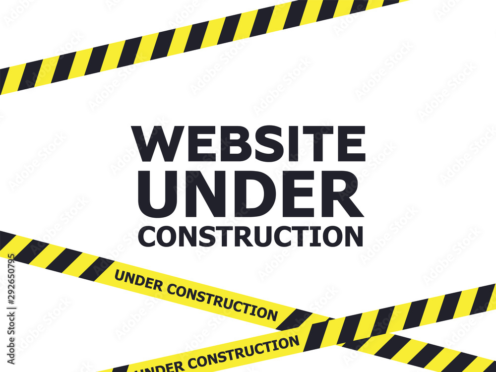 Under construction website page. Warning tape banner Stock Vector ...