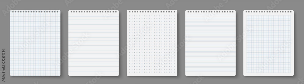Clean spiral notepad blank mockup template. Realistic notebooks lined ...