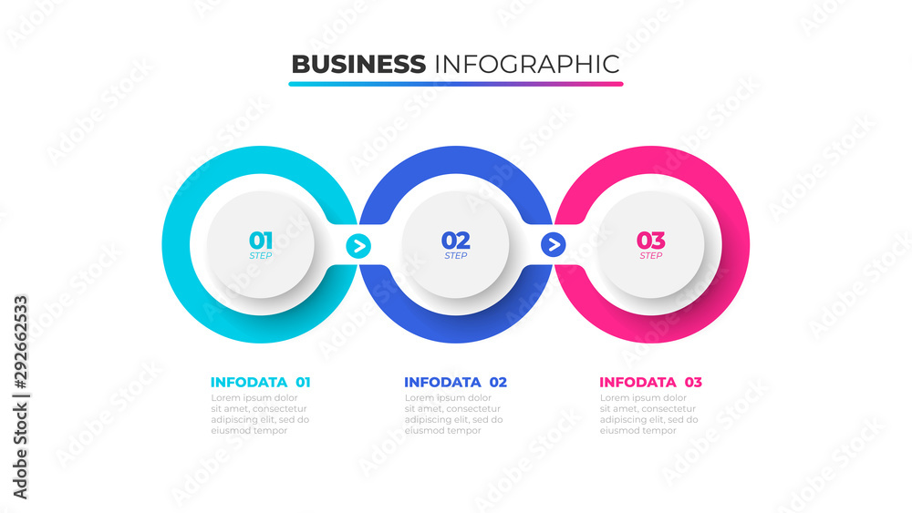 Business process. Vector infographic layout with 3 steps, options. Can ...
