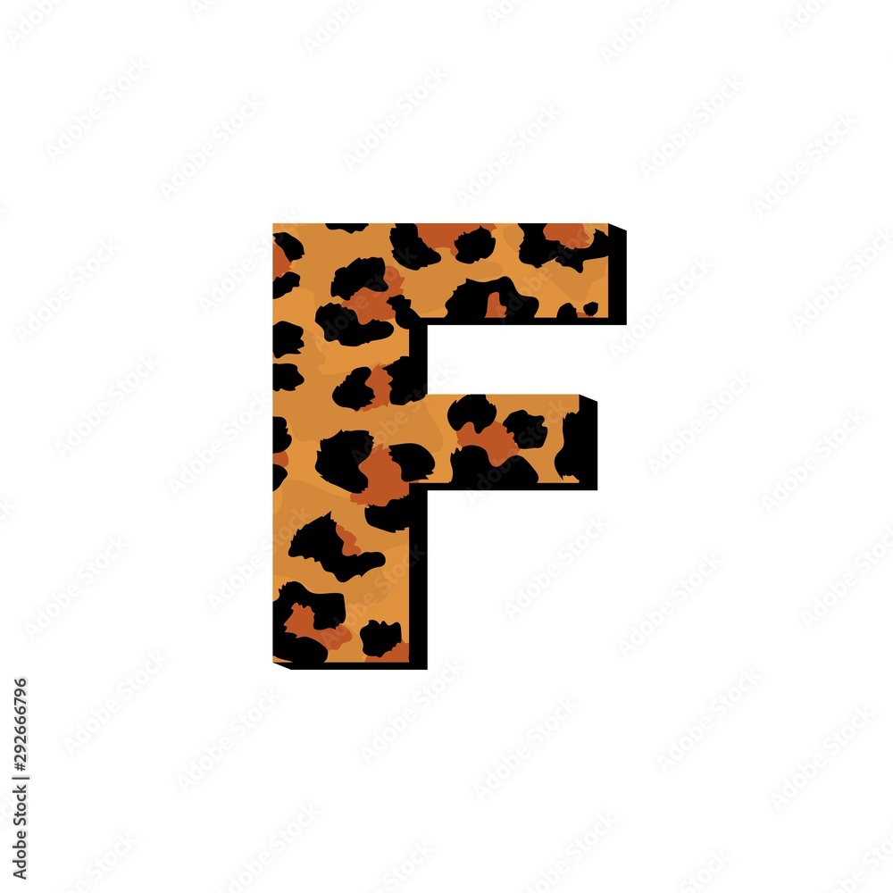 Vector capital letter F with wild leopard skin print isolated on white ...