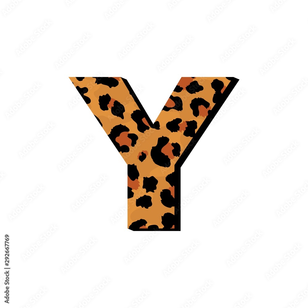 Vector capital letter Y with wild leopard skin print isolated on white ...