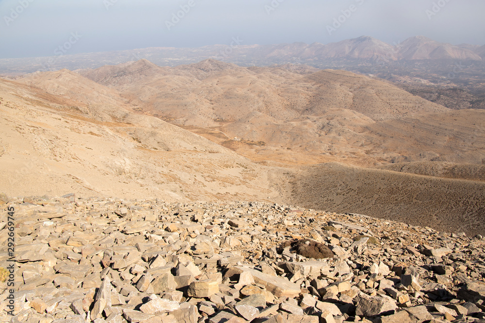 Greek Crete mountain range with highest mountain Ida Psiloritis, very ...