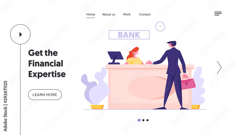 Bank Customer Service Website Landing Page. Woman Bank Operator ...