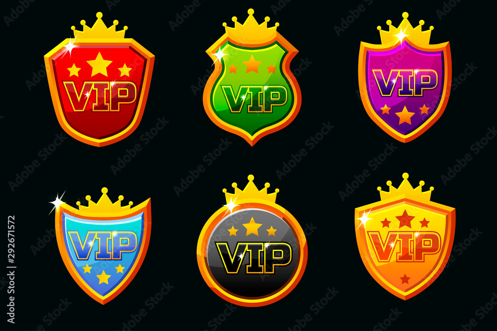 Vektorová grafika „Vector Shields with VIP Logo. Awards achievement ...