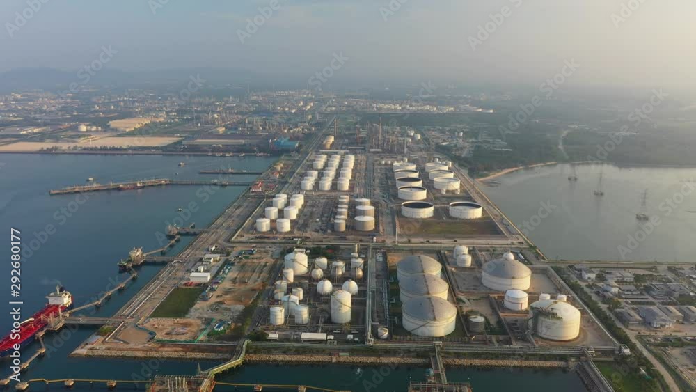 Aerial view Of the refinery with an oil depot and a petrochemical ...