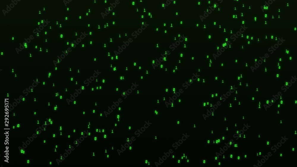 Vidéo Stock Black background with blinking glowing green binary code ...