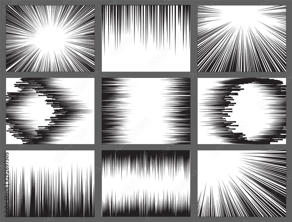 Black white comic book speed line explosion effect Stock Vector | Adobe ...