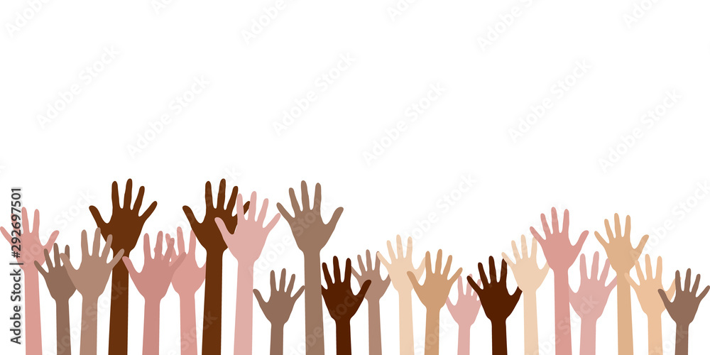 Hands with skin color diversity vector illustration. Community concept ...
