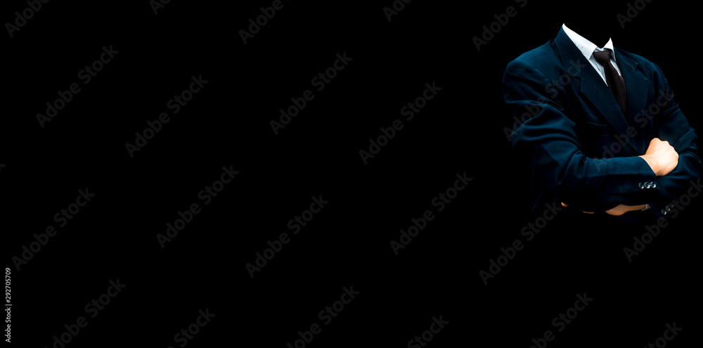 Faceless unrecognizable brave businessman with crossed hands standing ...