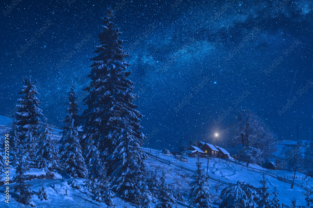 Alpine mountain under the starry night sky Stock Photo | Adobe Stock