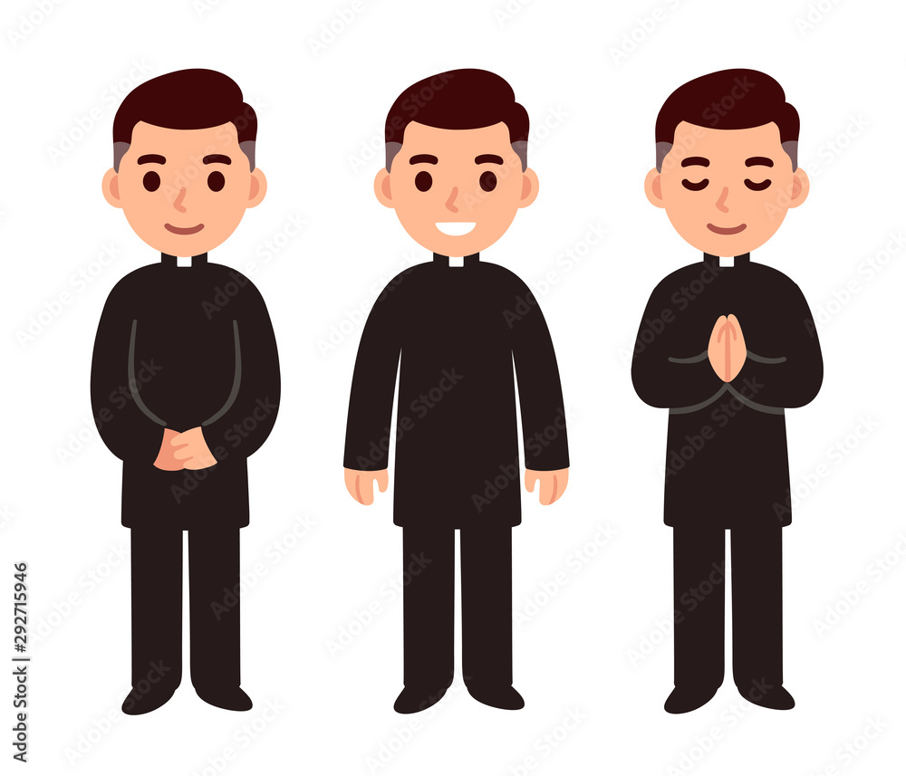 Cartoon catholic priest set Stock Vector | Adobe Stock