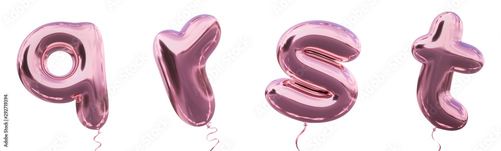 Brilliant balloon alphabet letter q, r, s, t with Pastel purple color ...
