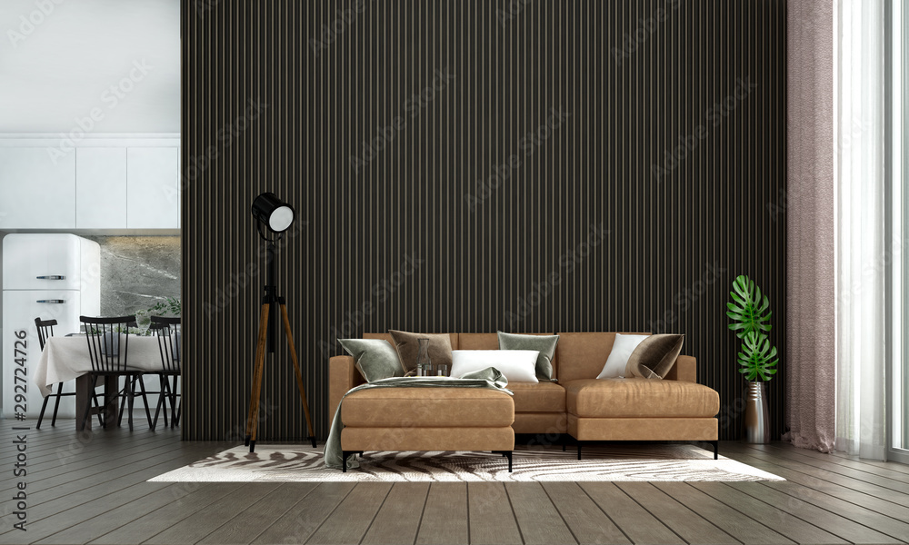 Modern luxury living room interior design and wood wall texture wall ...