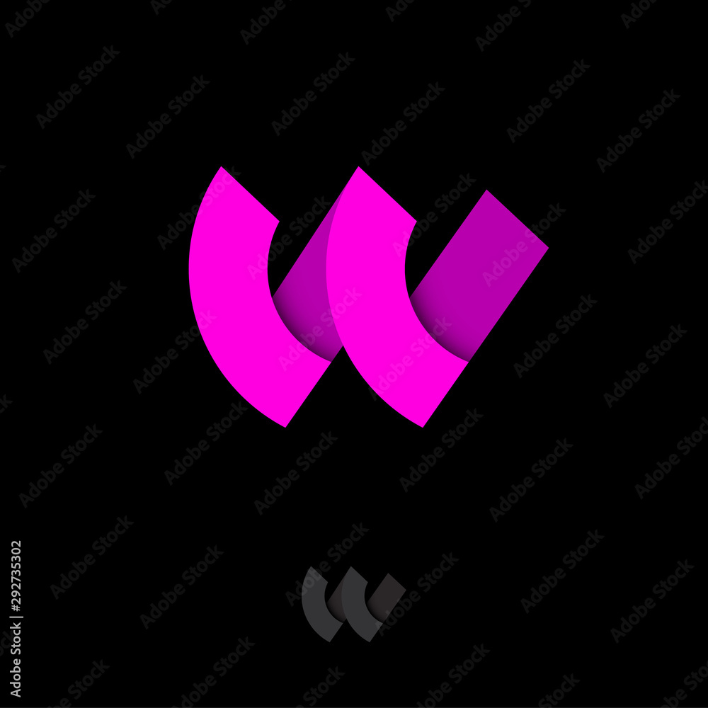 W monogram. W origami logo. W letter like folded paper on a light ...