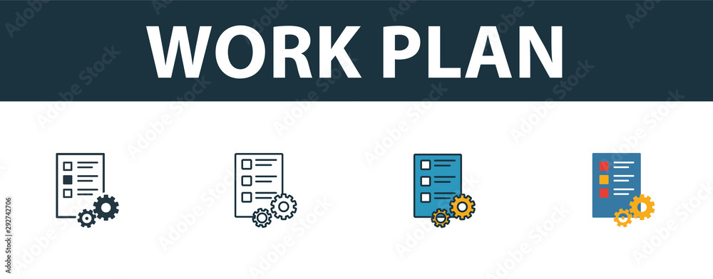 Work Plan icon set. Premium symbol in different styles from ...