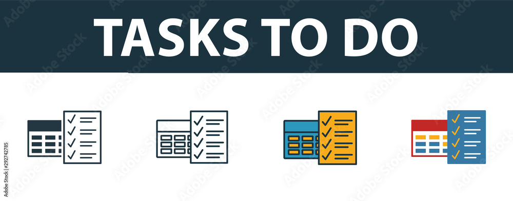 Tasks To Do icon set. Premium symbol in different styles from ...
