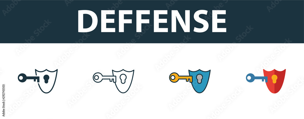 Deffense icon set. Premium symbol in different styles from security ...