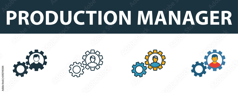Production Manager icon set. Premium symbol in different styles from ...