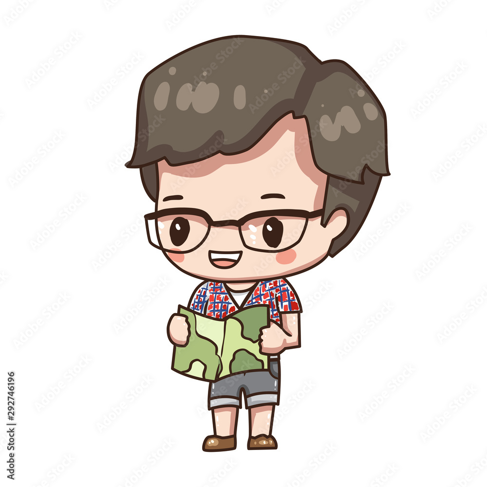 Vector illustration of cute chibi character isolated on white ...