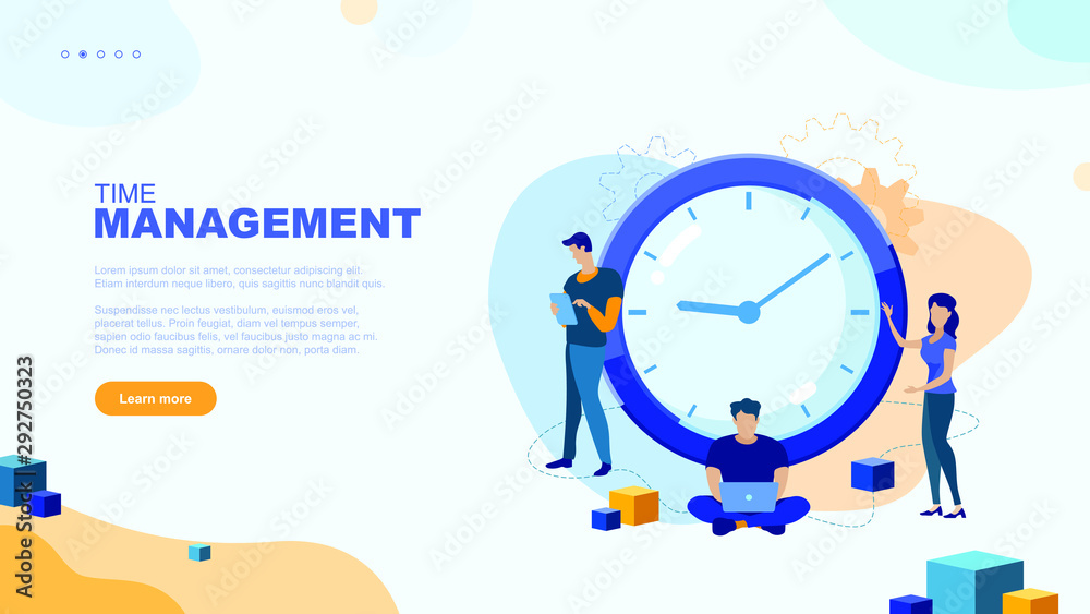 Trendy flat illustration. Time management page concept. Time to work ...