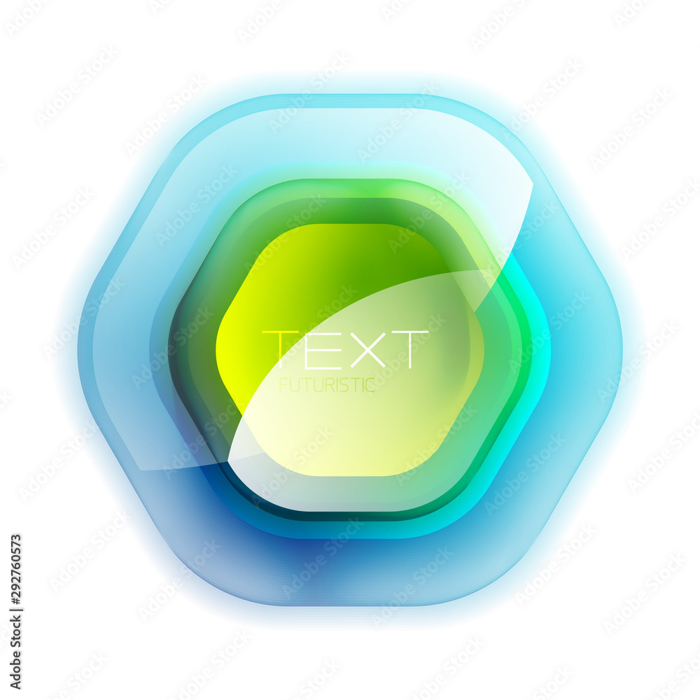 Glossy vector hexagon banner with reflection for business logo abstract ...