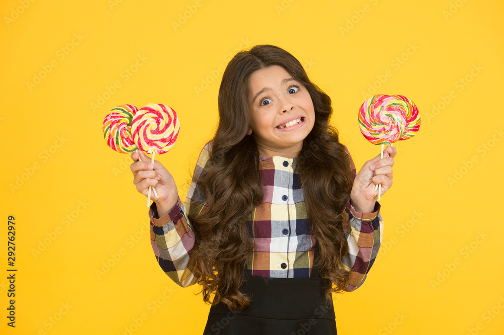 Breaking diet. Happy kid with candy. School nutrition. Calories and ...