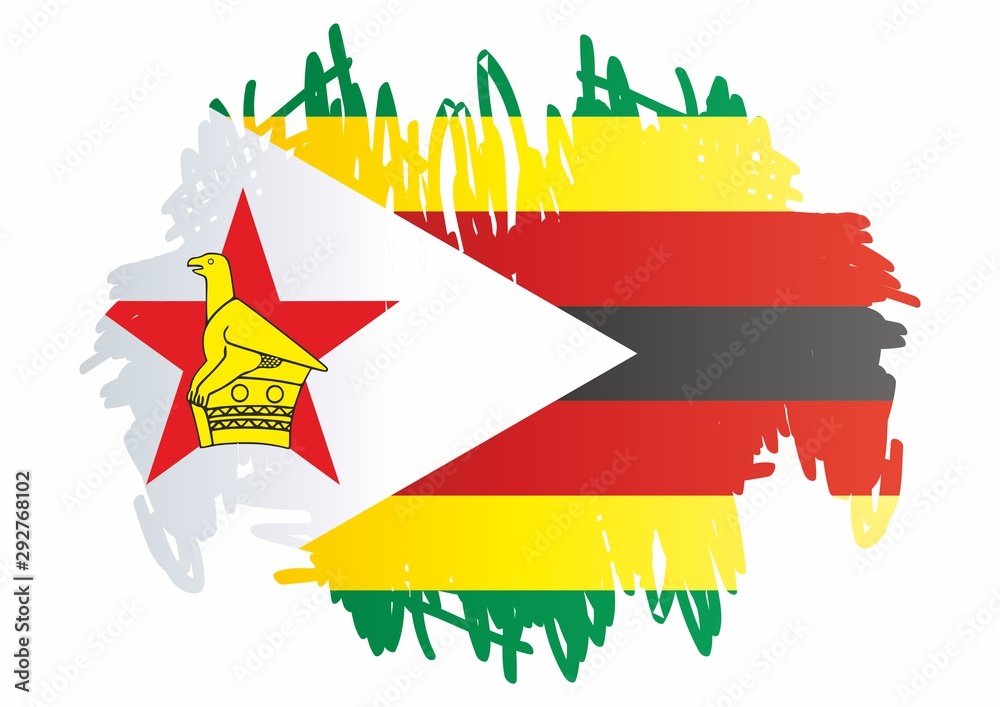 Flag of Zimbabwe, Republic of Zimbabwe. Template for award design, an ...