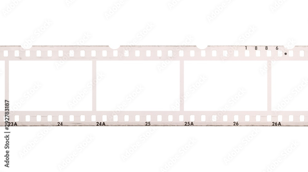Blank, empty analog photography camera negative film strip with copy ...