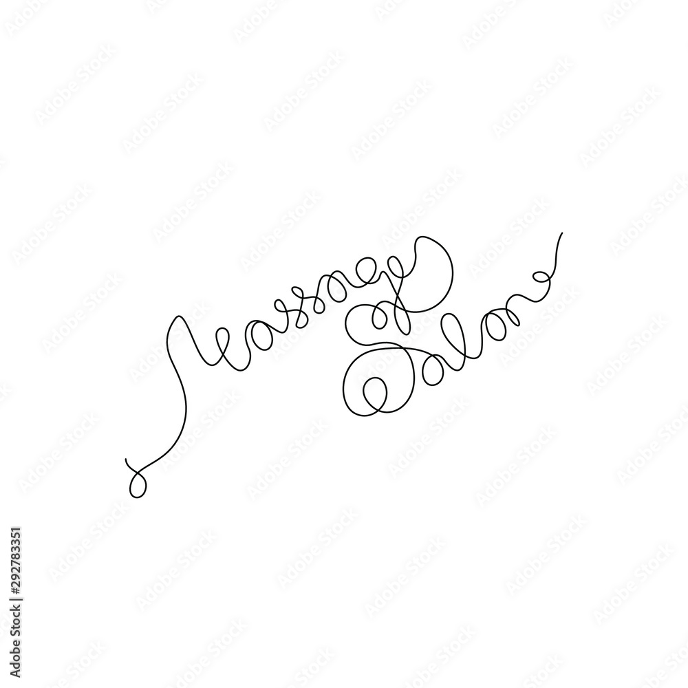 Massage salon inscription, continuous line drawing, hand lettering ...