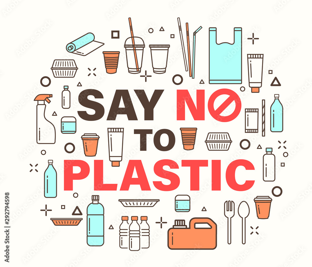 Say no to plastic illustration. Environmental problem concept. plastic ...