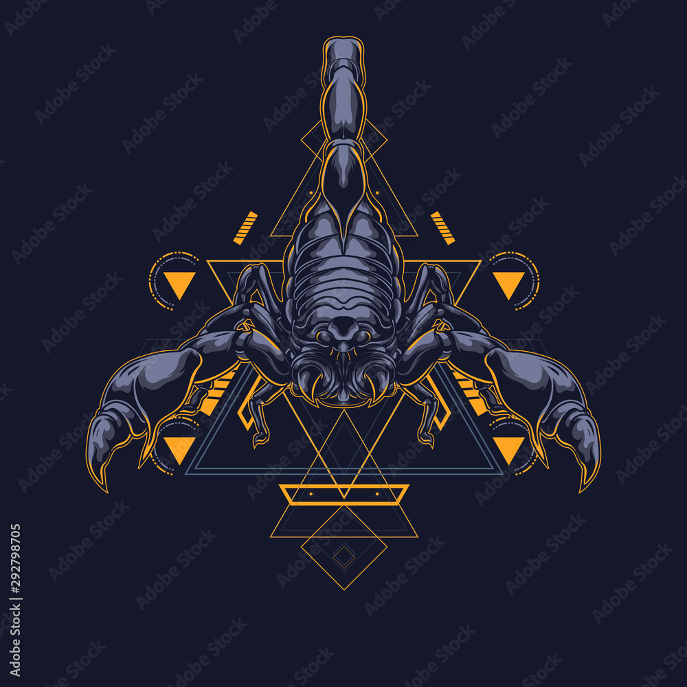 scorpion illustration with sacred geometry pattern Stock Illustration ...