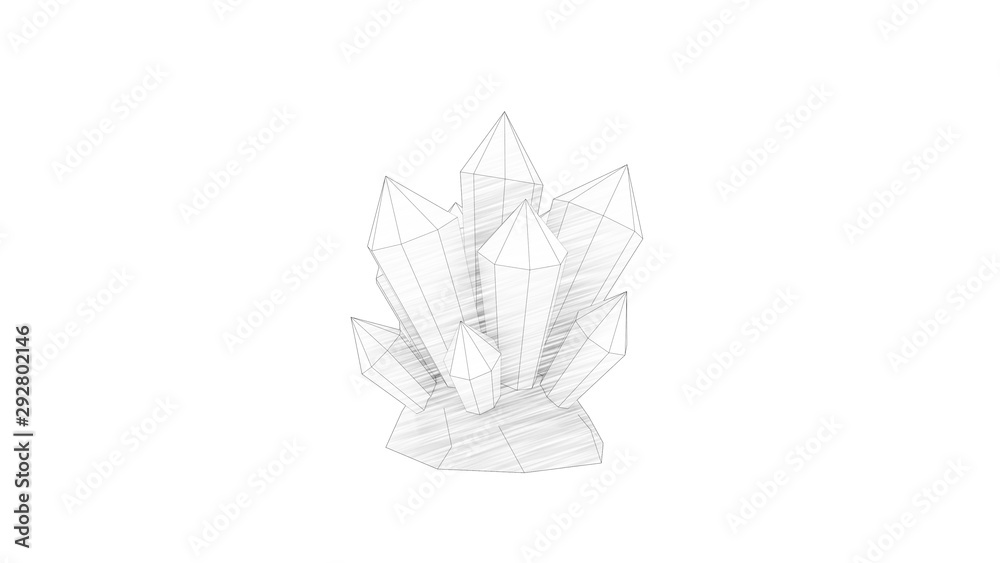 3d rendering of crystals isolated in white studio background Stock ...