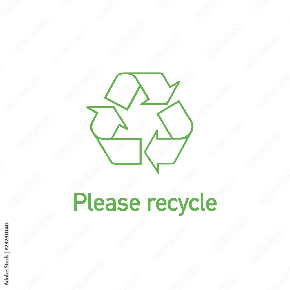Green Linear recycle icon with text Please recycle. Stock Vector ...