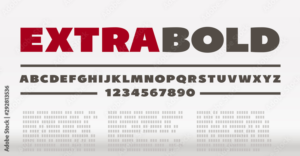 Extra bold font. Uppercase numbers and letters in alphabet order Stock ...