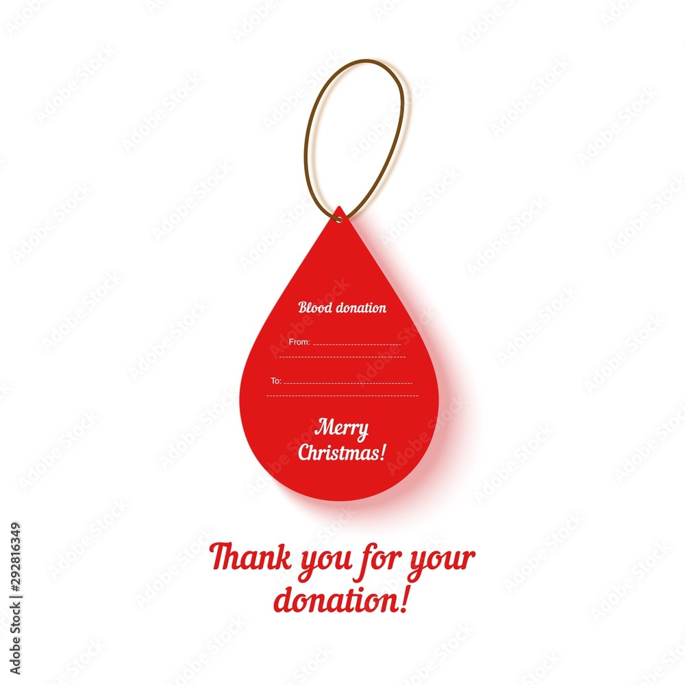 Red drop of blood donation in paper cut out style. Blood donor data ...