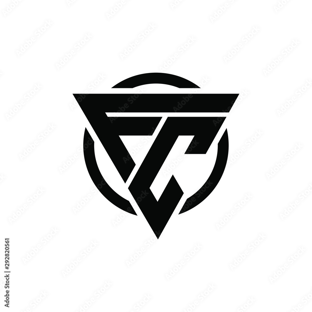 FC, CF Triangle Logo Circle Monogram Design Vector Super Hero Concept ...