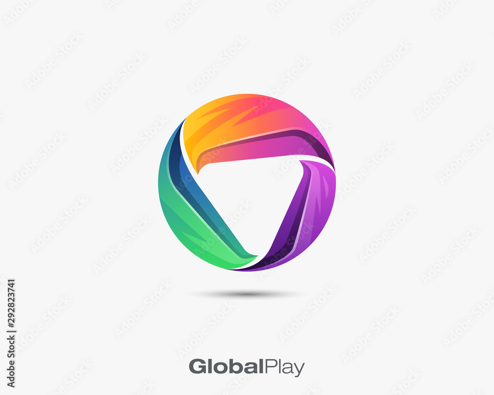 Global play tech logo design concept. Global play logo design template ...