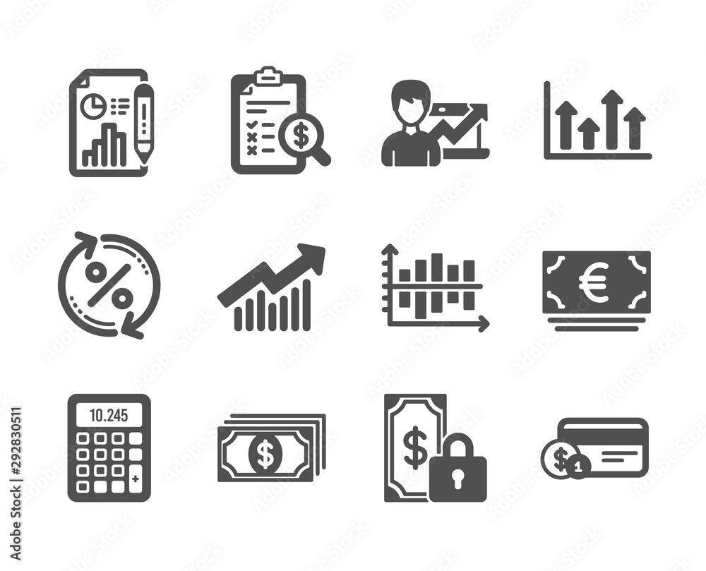 Set of Finance icons, such as Euro currency, Diagram chart, Loan ...