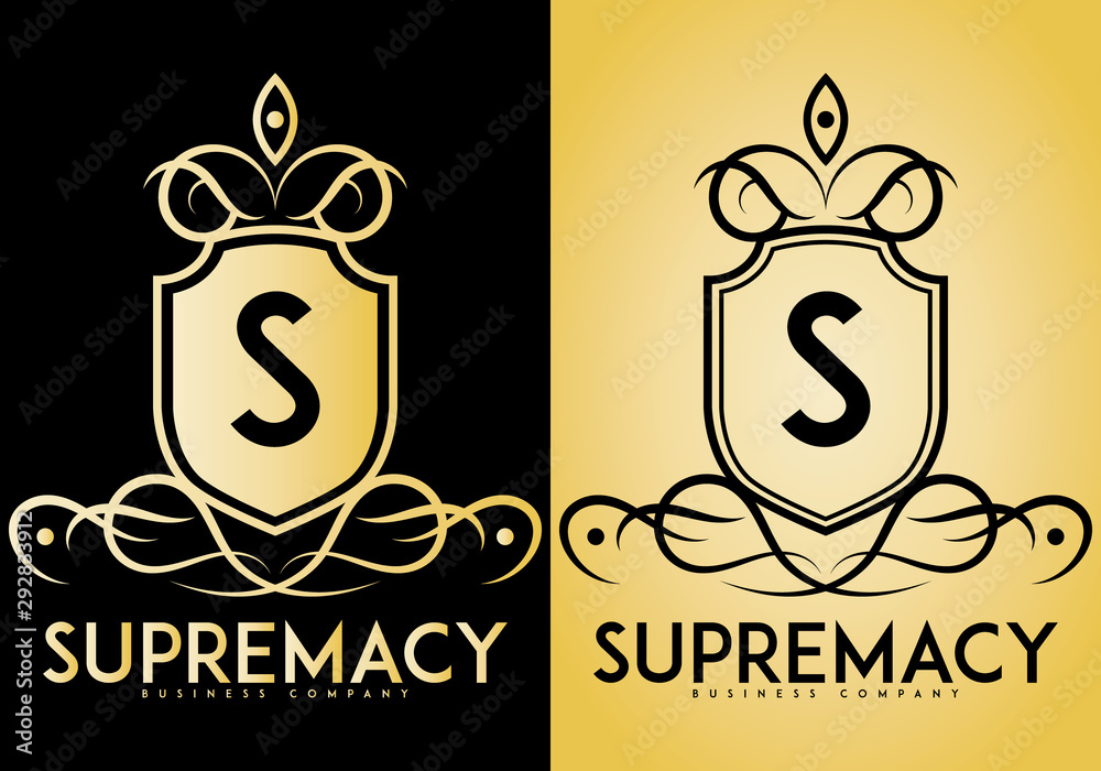 Supremacy crest logo isolated on background. Letter s logo, Initials ...