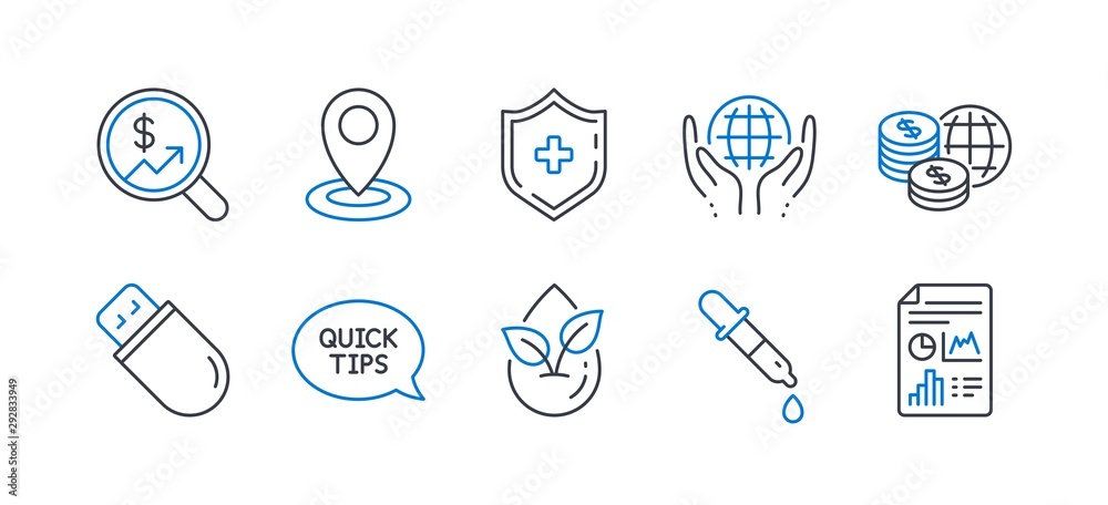 Set of Science icons, such as Chemistry pipette, Quickstart guide, Usb ...