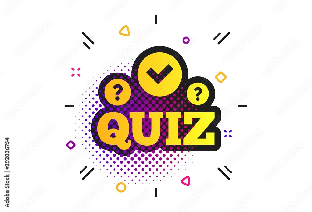 Quiz With Check And Question Marks Sign Icon Halftone Dots Pattern