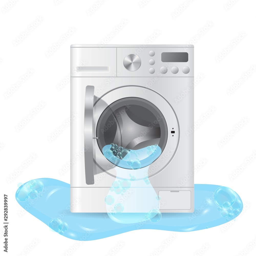 Vector realistic automatic broken washing-machine with front-loading ...
