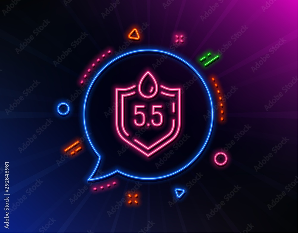 Ph neutral line icon. Neon laser lights. Clinically tested sign. Water ...