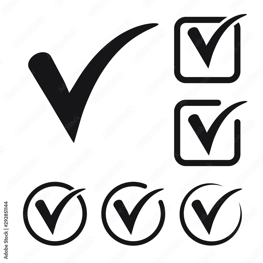 Tick icon vector symbol, checkmark isolated on white background ...