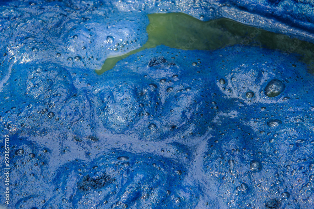 indigo dyed natural air bubbles indigo surface texture background Stock ...