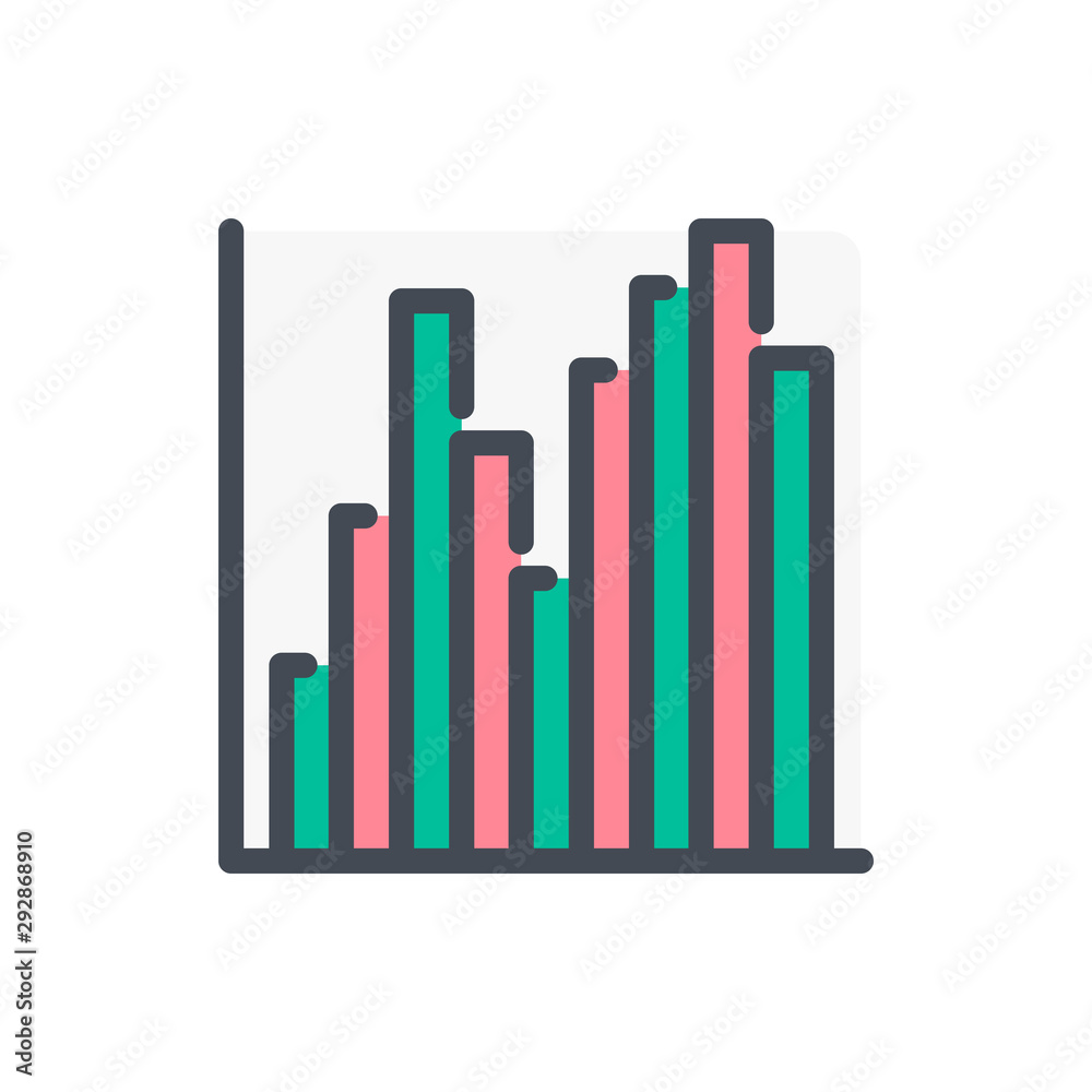 Column bar graphs color line icon. Finance graph vector outline ...