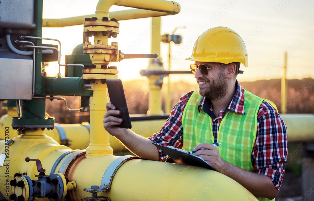 Engineer make inspection on the fuel supply systems. Concept of ...