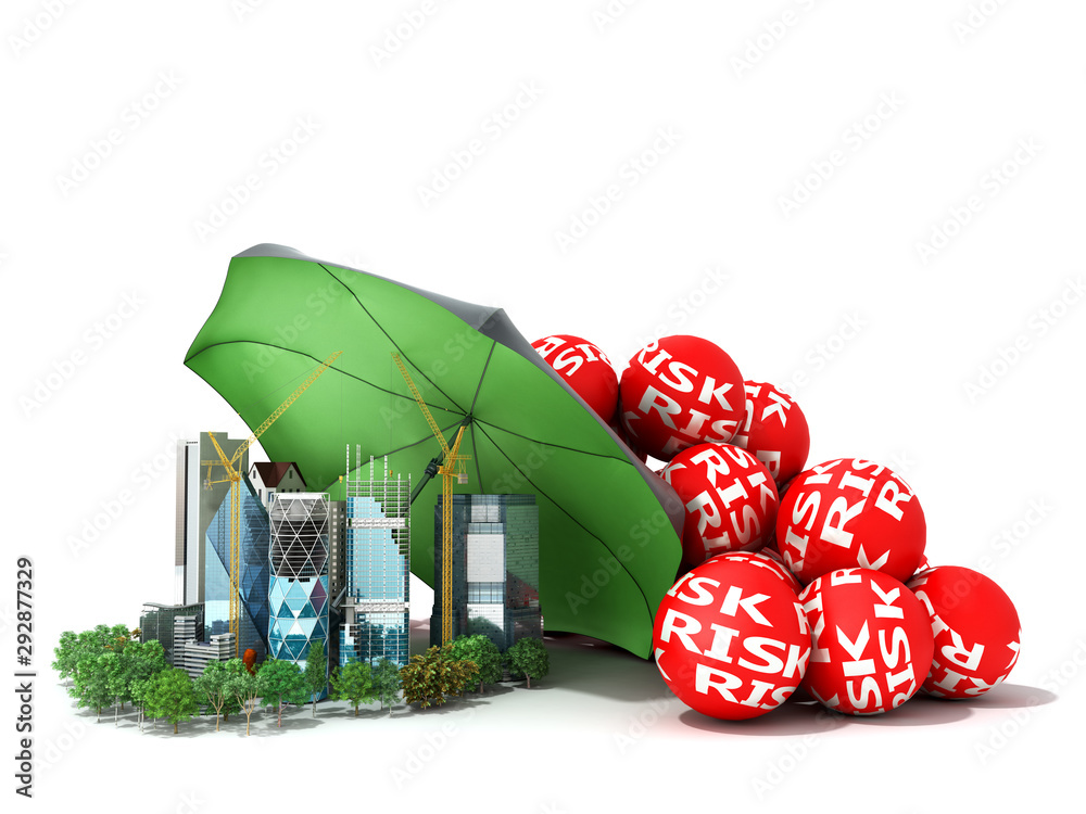 Modern risk management concept in construction industry 3d render on ...